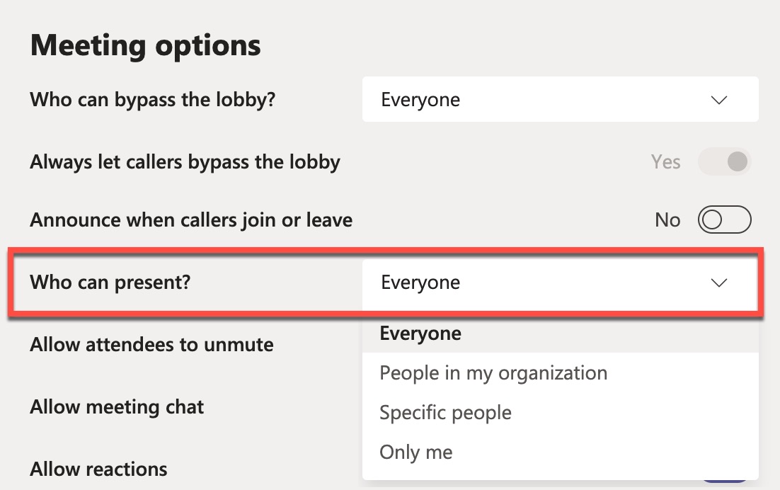 Change participant settings for a Teams meeting – EveryStep