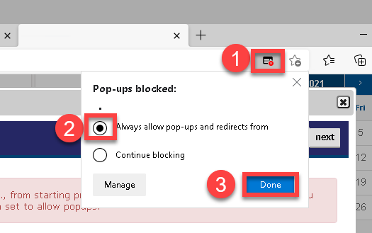 Enable Pop-ups in Microsoft Edge website that needs pop-ups allowed ...