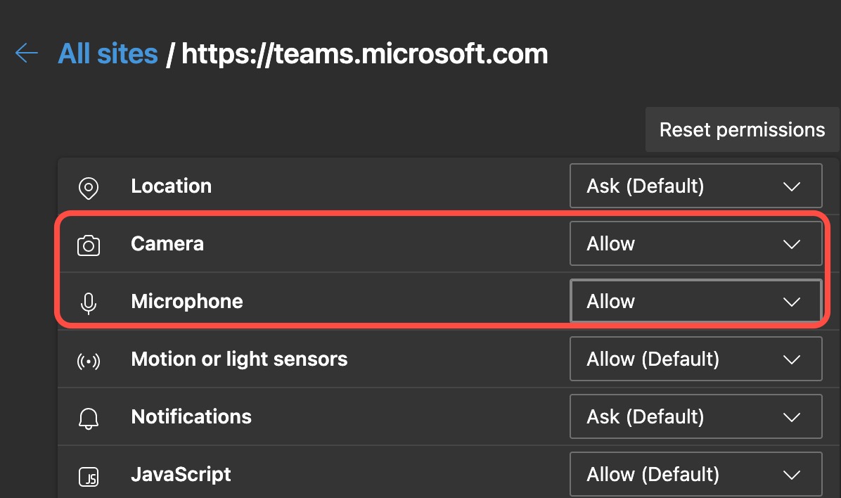 Camera & Microphone permissions – EveryStep
